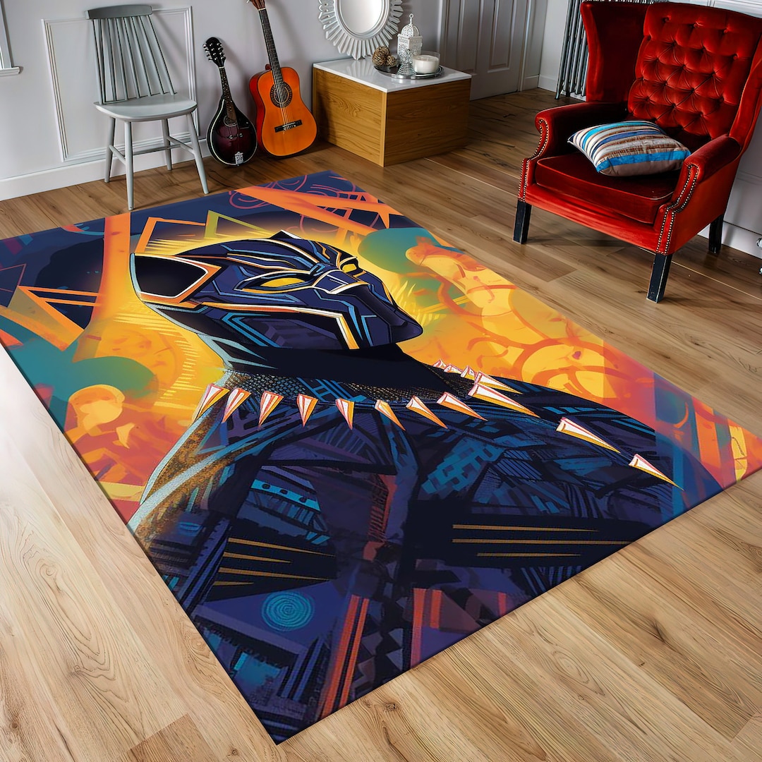 Panther Rug, Futuristic Rug, Young Room Rug, Nonslip Floor Area, Kids ...