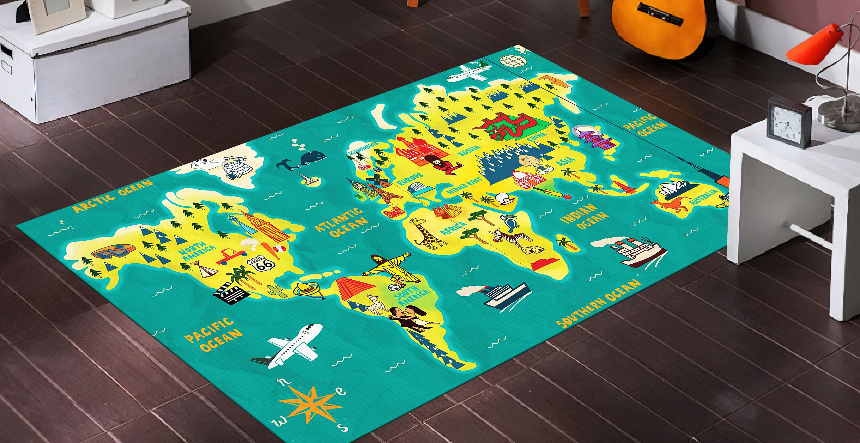 Fun Rug,world Map Rug,educational Rug,popular Rug,animal Designed Rug ...