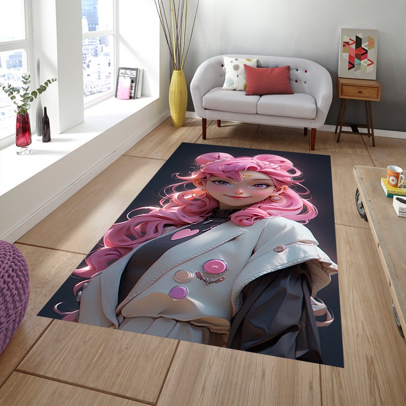 Anime Rug, Anime Girl Rug, Rug for Kids, Custom Rug, Home Decor ...