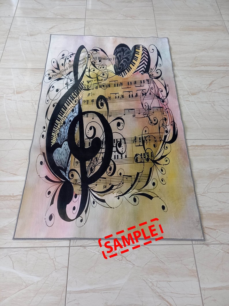 Musical Rug,musical Instrument,music Notes Rug,music Rug, Musical Gift ...