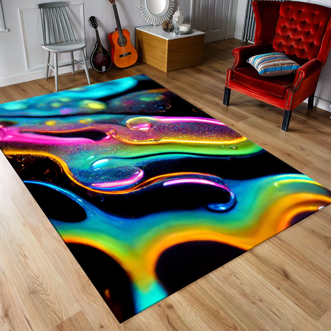 Neon Light Rug,neon Art,laser Rug ,gamer Room Rug,water Drop Rug ...