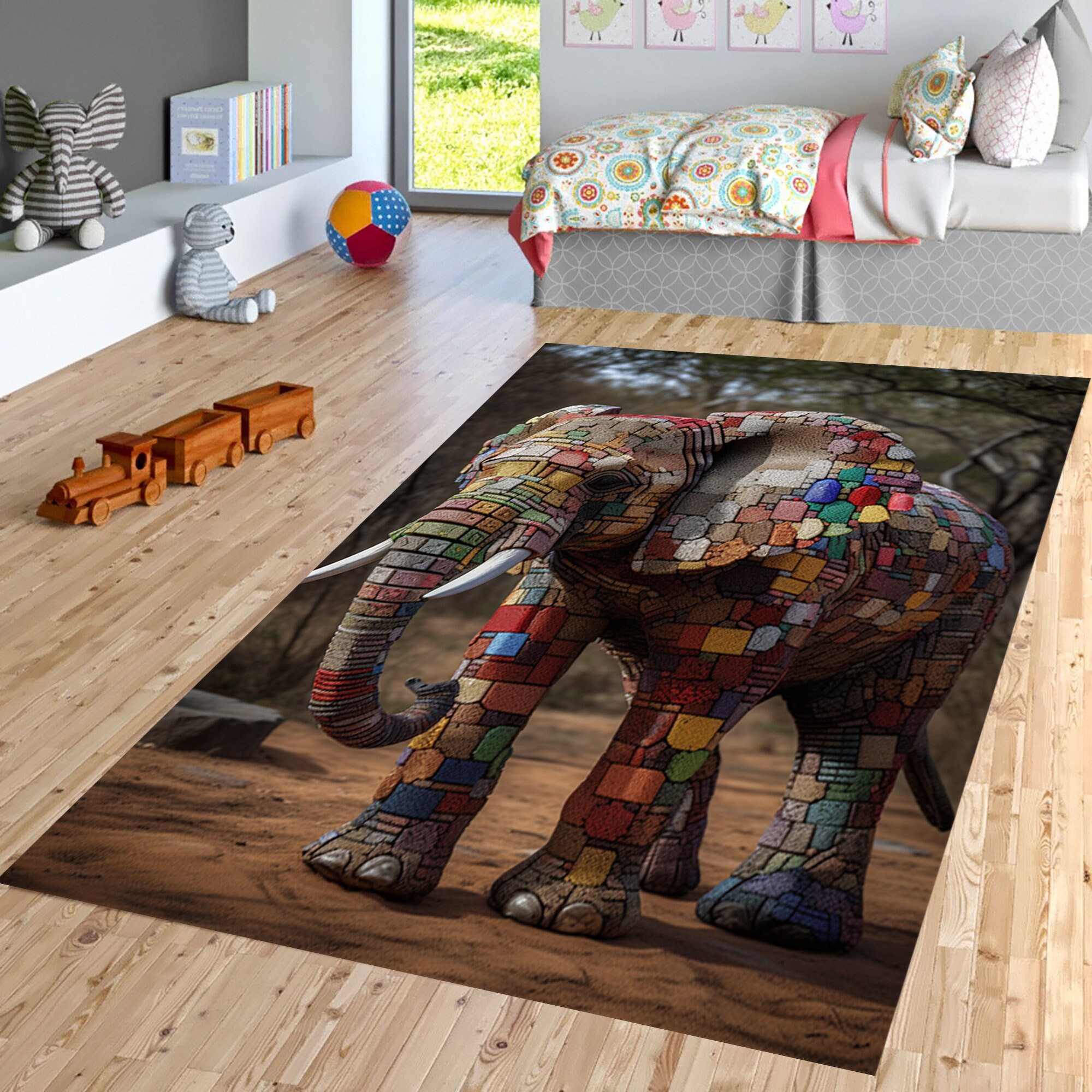Sweet Elephant Rug,animal Rug,rug for Kids,colorful Rug,home Decor Rug ...