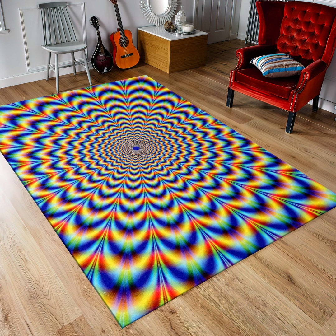 Psychedelic Optical Illusion Rug, Vortex Rug, Trippy Rug, Home Decor ...