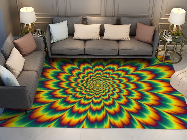 Psychedelic Optical Illusion Rug, Vortex Rug, Trippy Rug, Home Decor ...