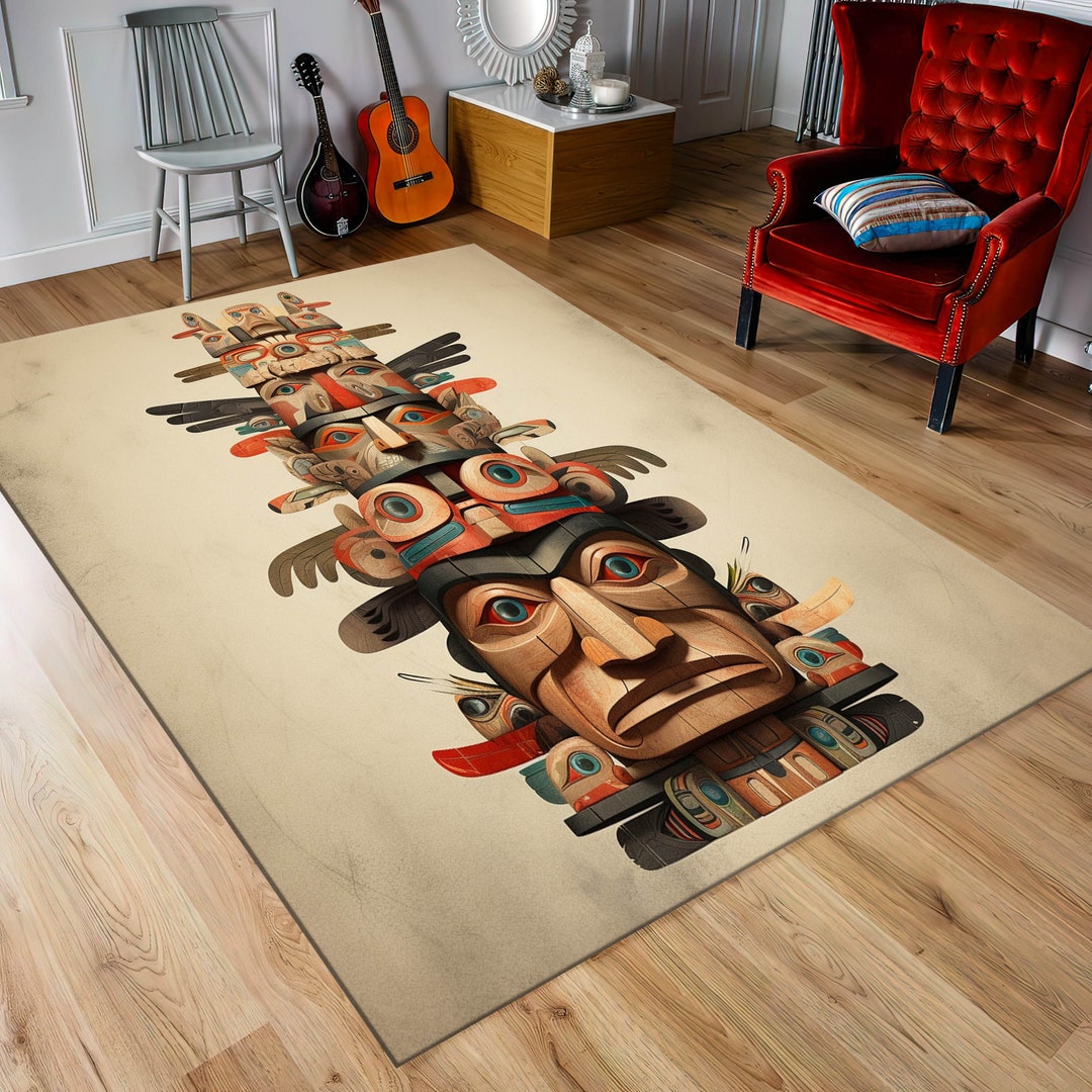 Shaman Rug, Tiki Totem Rug, Ethnic Rug, Area Rug, Popular Rug, Modern ...