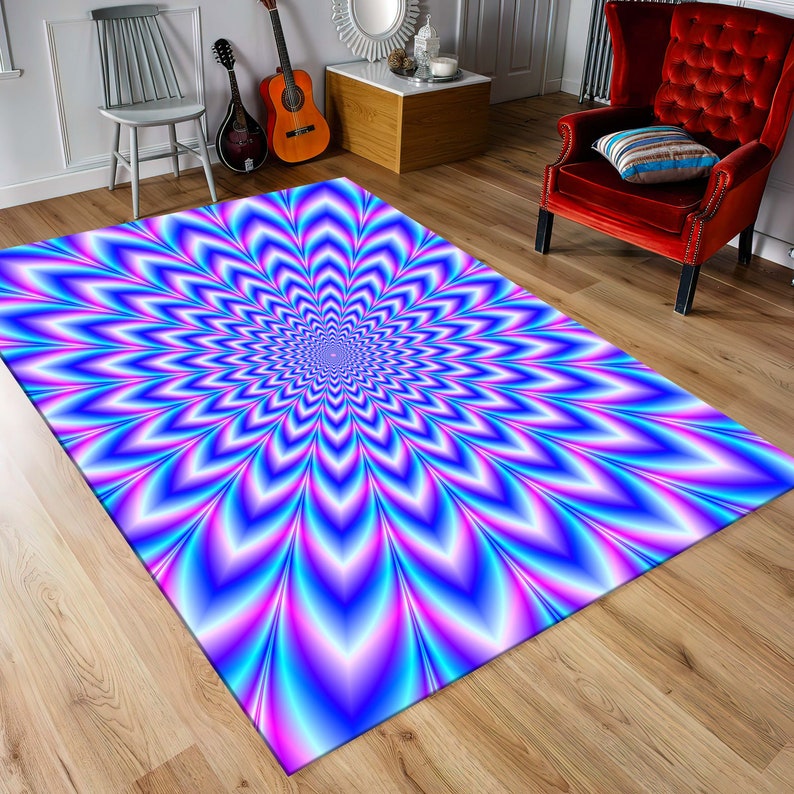 Psychedelic Optical Illusion Rug, Vortex Rug, Trippy Rug, Home Decor ...