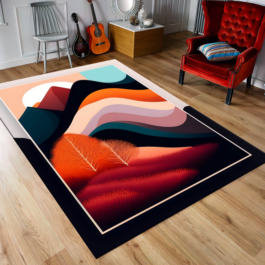 Mid Century Rug,mid Century Modern Rug,mid Century Decor,abstract Rug ...