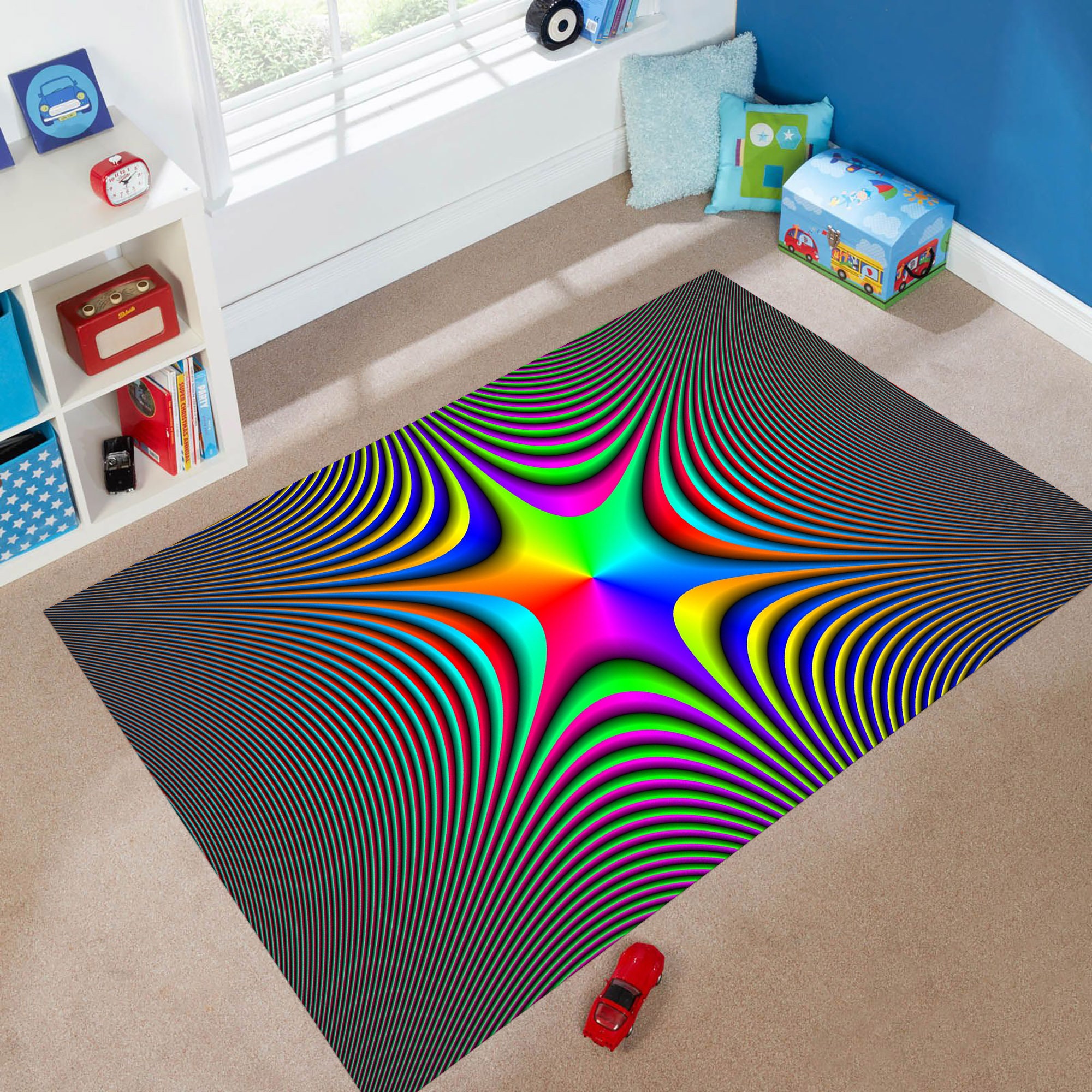 Psychedelic Optical Illusion Rug, Vortex Rug, Trippy Rug, Home Decor ...