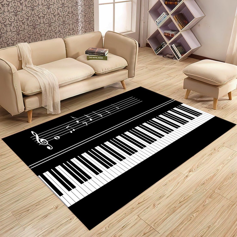 Piano Rug, Piano Patterned Rug, Piano Decor,music Themed Rug ...