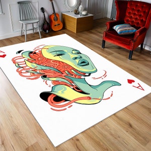 Playing Card Rug, Card Rug, Ace of Hearts Rug, Abstract Artwork, Flower ...