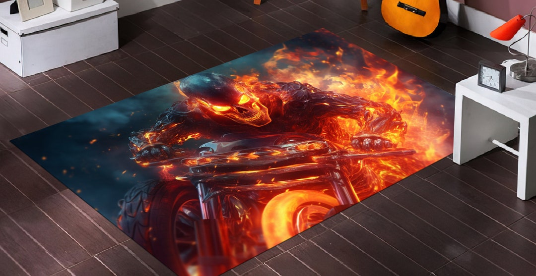 Flame Rug,burning Rug,fire Rug,ghostrider Rug,neon Rug,custom Rug,non ...