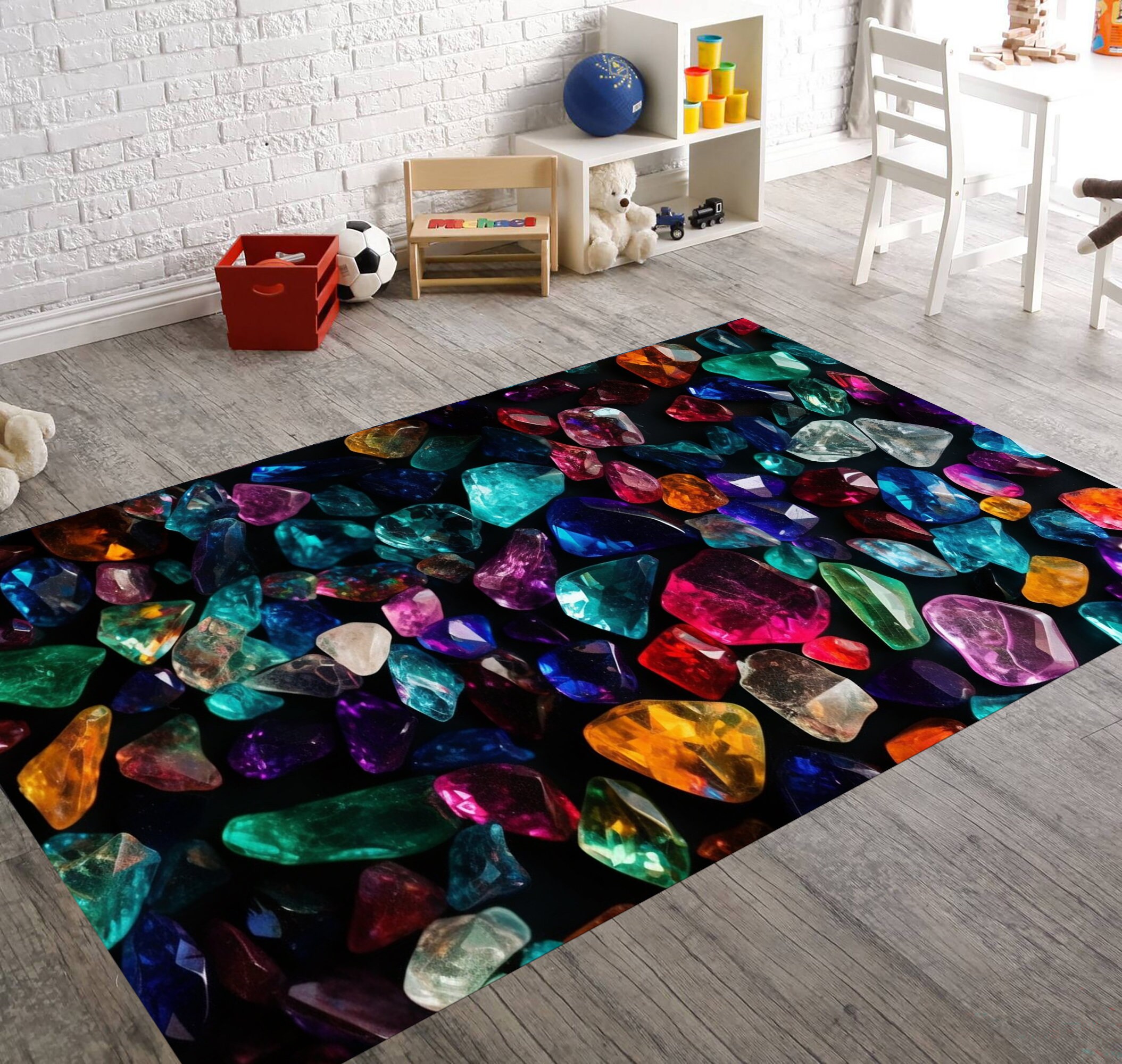 Colorful Gems Rug, Crystals Rug, Star Rug, Saloon Rug, Area Rug, Kids ...