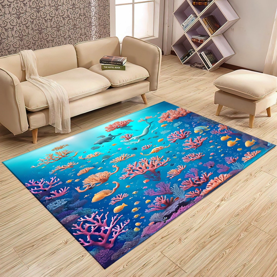 Rug of Coral Reefs, Mermaids Rug, Tropical Fish Rug,colorful Rug,living ...