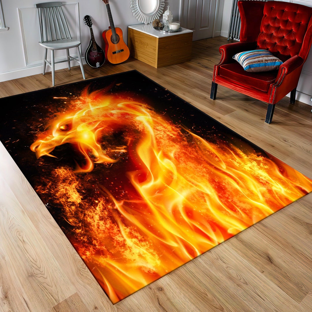 Flame Rug, Burning Rug, Fire Rug, Dragon Rug, Flaming Dragon Rug ...