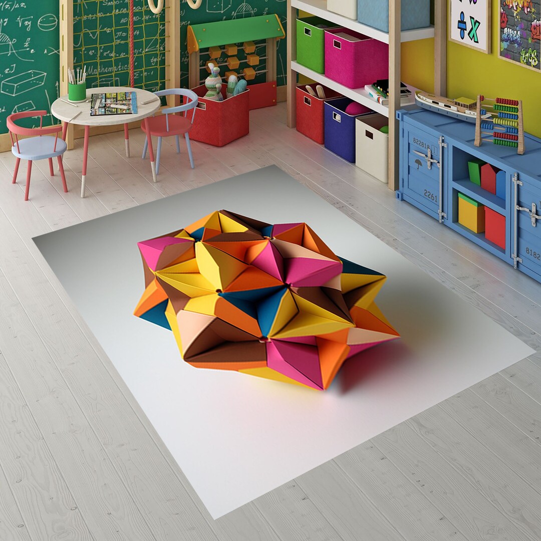 Origami Rug, Octahedral Themed Rug, Paper Cut Themed Rug, Rug With ...