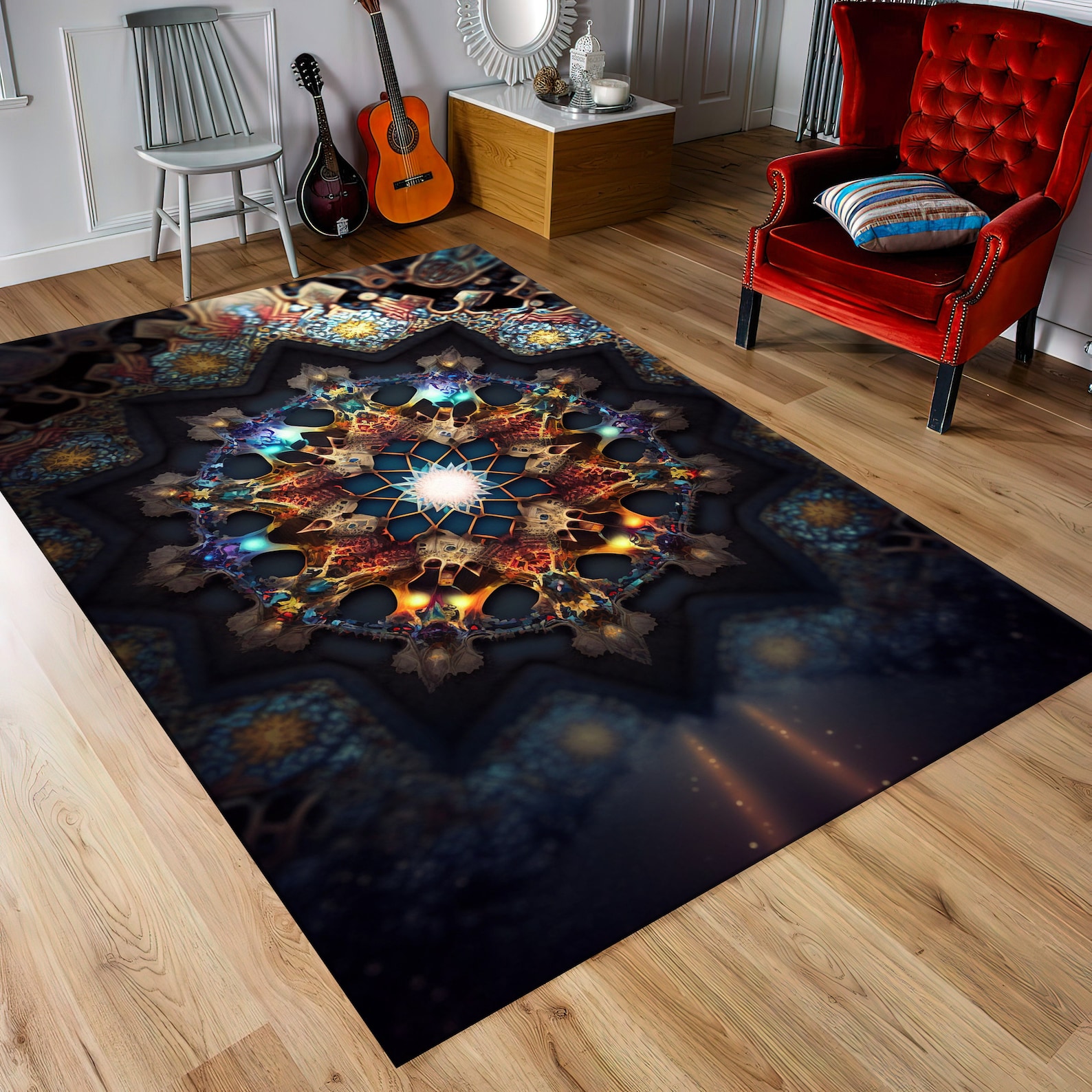 Kaleidoscope Rug, Flower Rug, Star Rug, Science Rug, Saloon Rug, Living ...