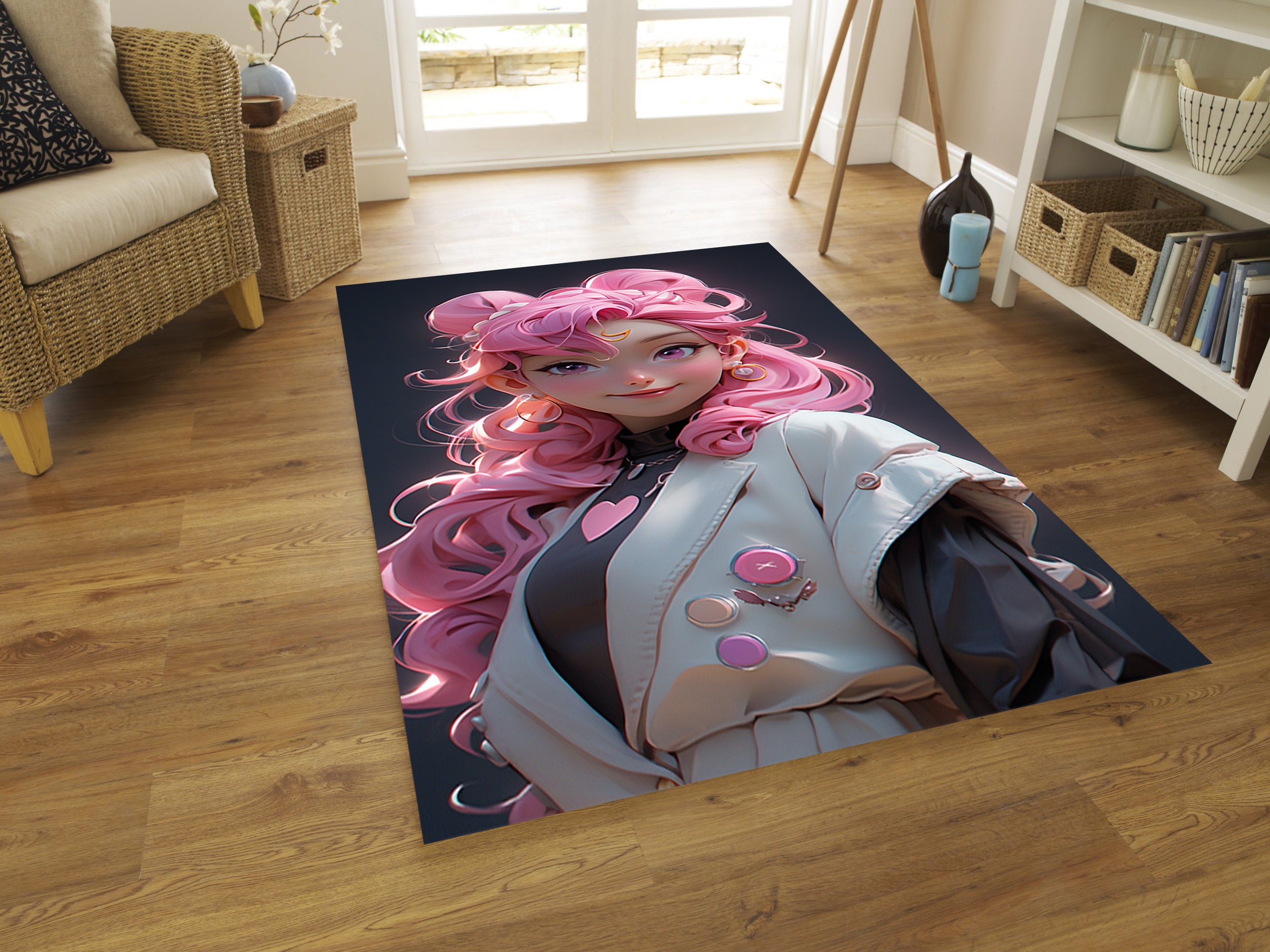 Anime Rug, Anime Girl Rug, Rug for Kids, Custom Rug, Home Decor ...