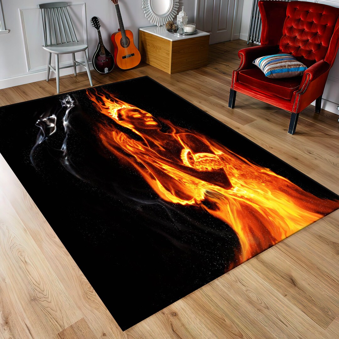 Flame Rug,burning Rug,fire Rug,woman Rug,beauty Queen Rug,custom Rug ...