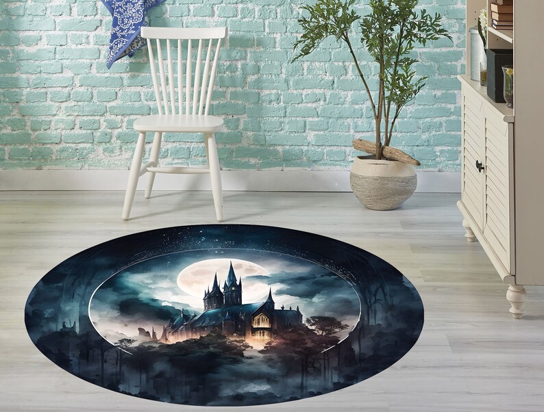 Gothic Castle Rug,gothic Rug,castle Rug,round Rug,rug for Young Room ...