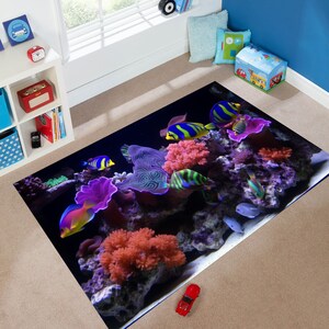 Aquarium Rug,underwater Pattern Rug,rug of Fishes,reef Rug,colorful Rug ...