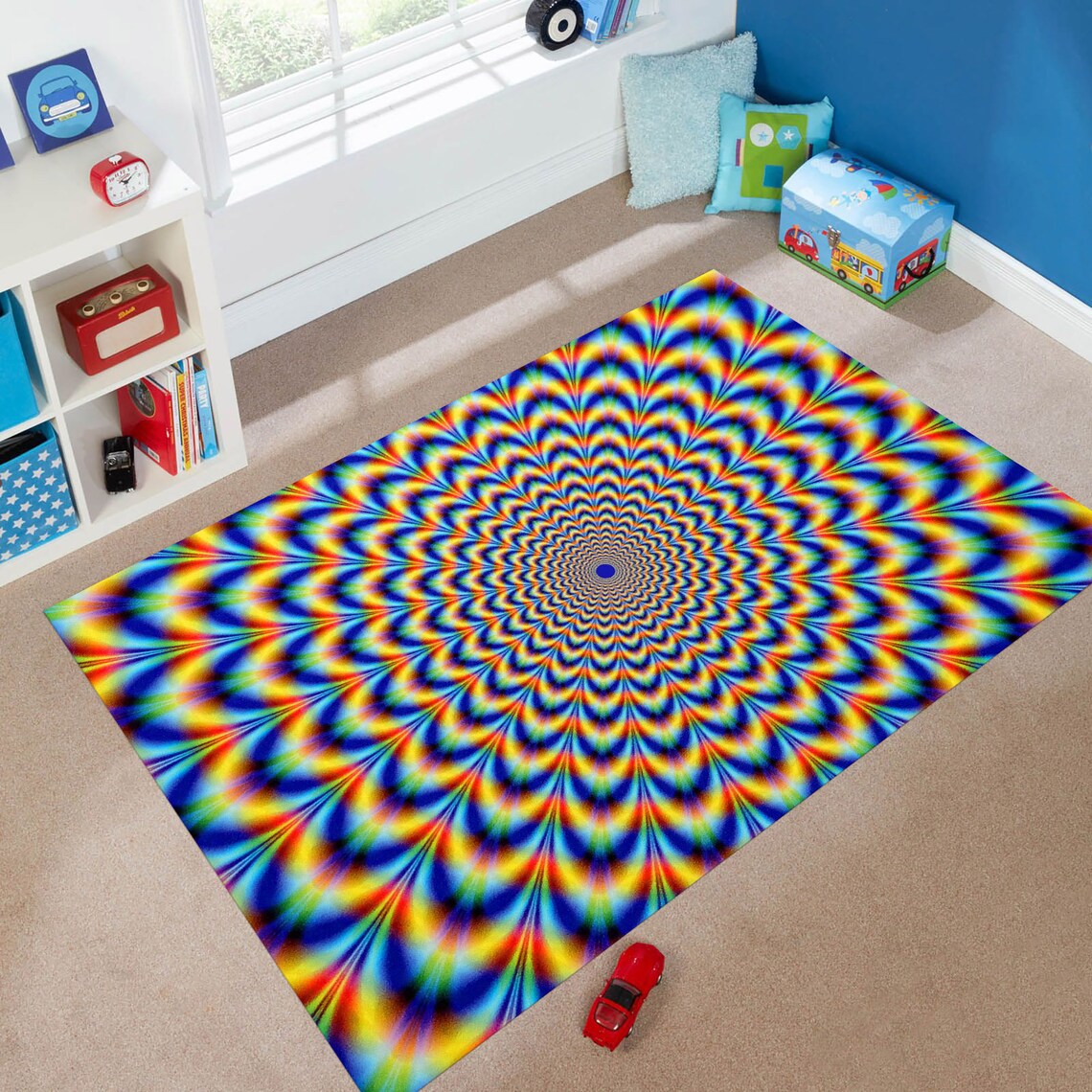 Psychedelic Optical Illusion Rug, Vortex Rug, Trippy Rug, Home Decor ...