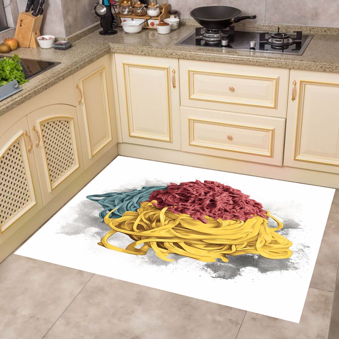 Kitchen Rug, Food Themed Rug, Rug of Spaghetti With Bolognese Sauce ...
