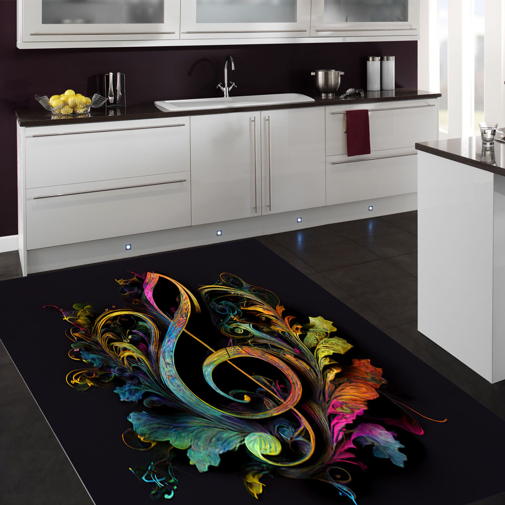 Musical Rug, Musical Instrument, Music Notes Rug, Music Rug, Fractal ...