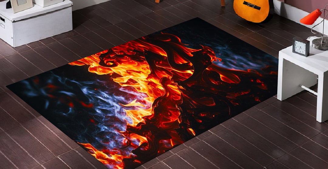 Flame Rug,burning Rug,fire Rug,fire Pattern Rug,neon Rug,custom Rug,non ...