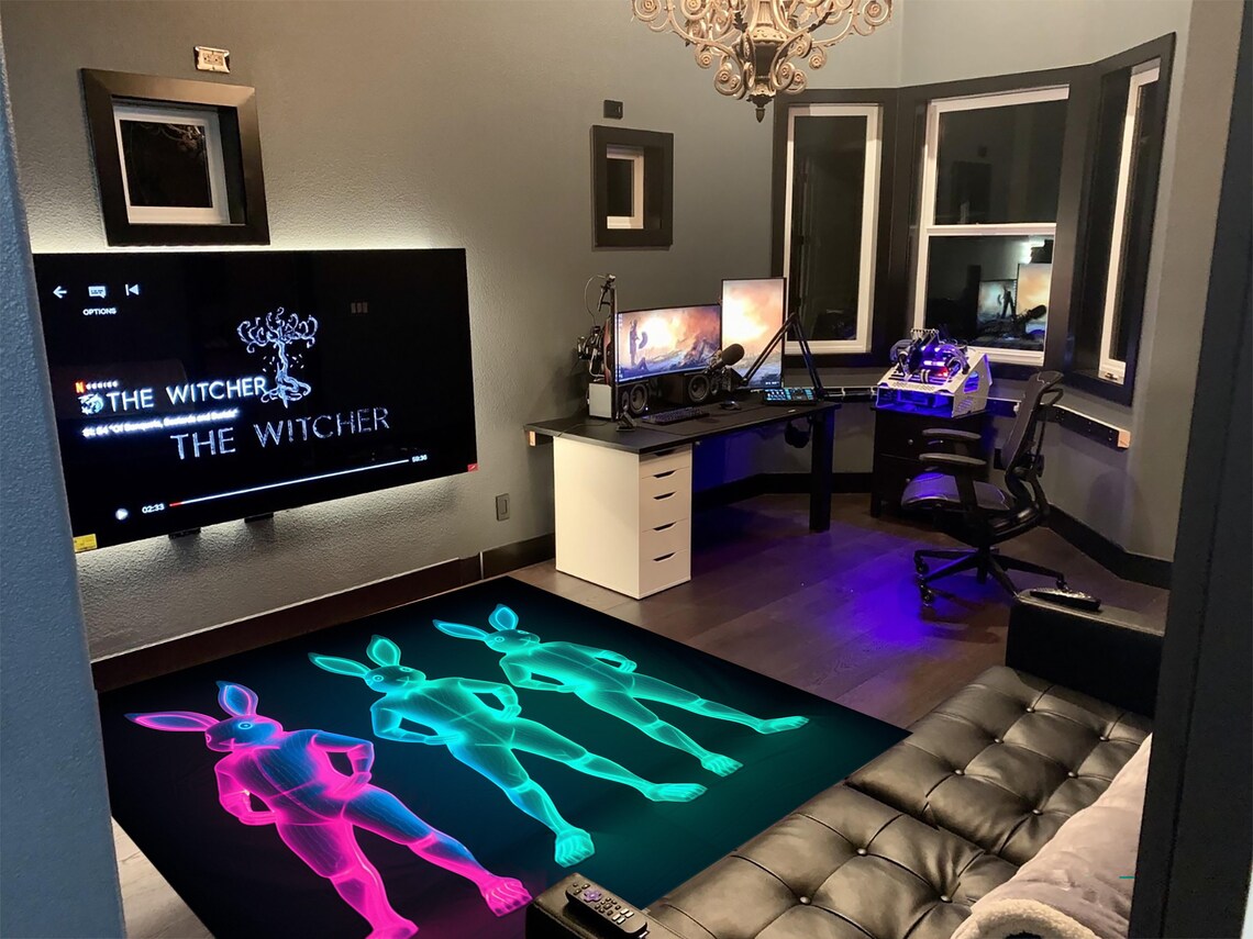 Rug of Easter Bunny People, Neon Rug, Gaming Room Rug, Cool Rug,printed ...