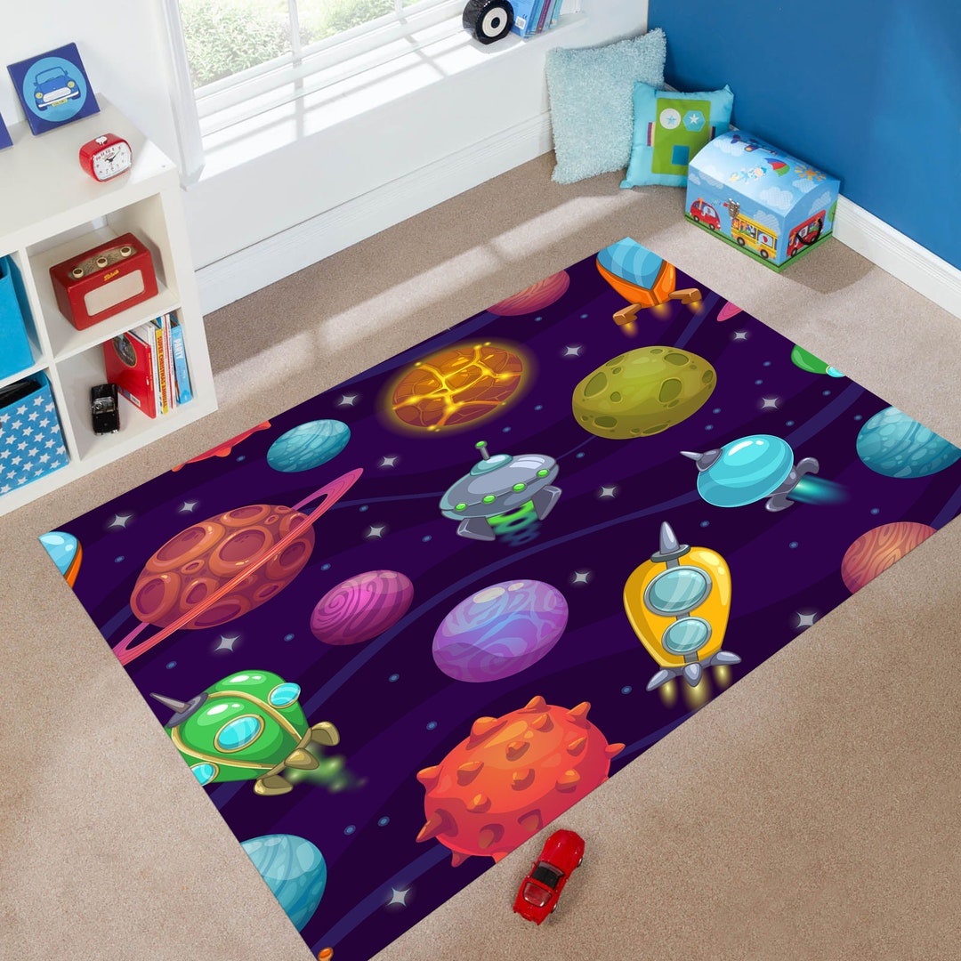 Space Rug,galaxy Rug,planet Rug,home Decor,solar System,kids Room Rug ...