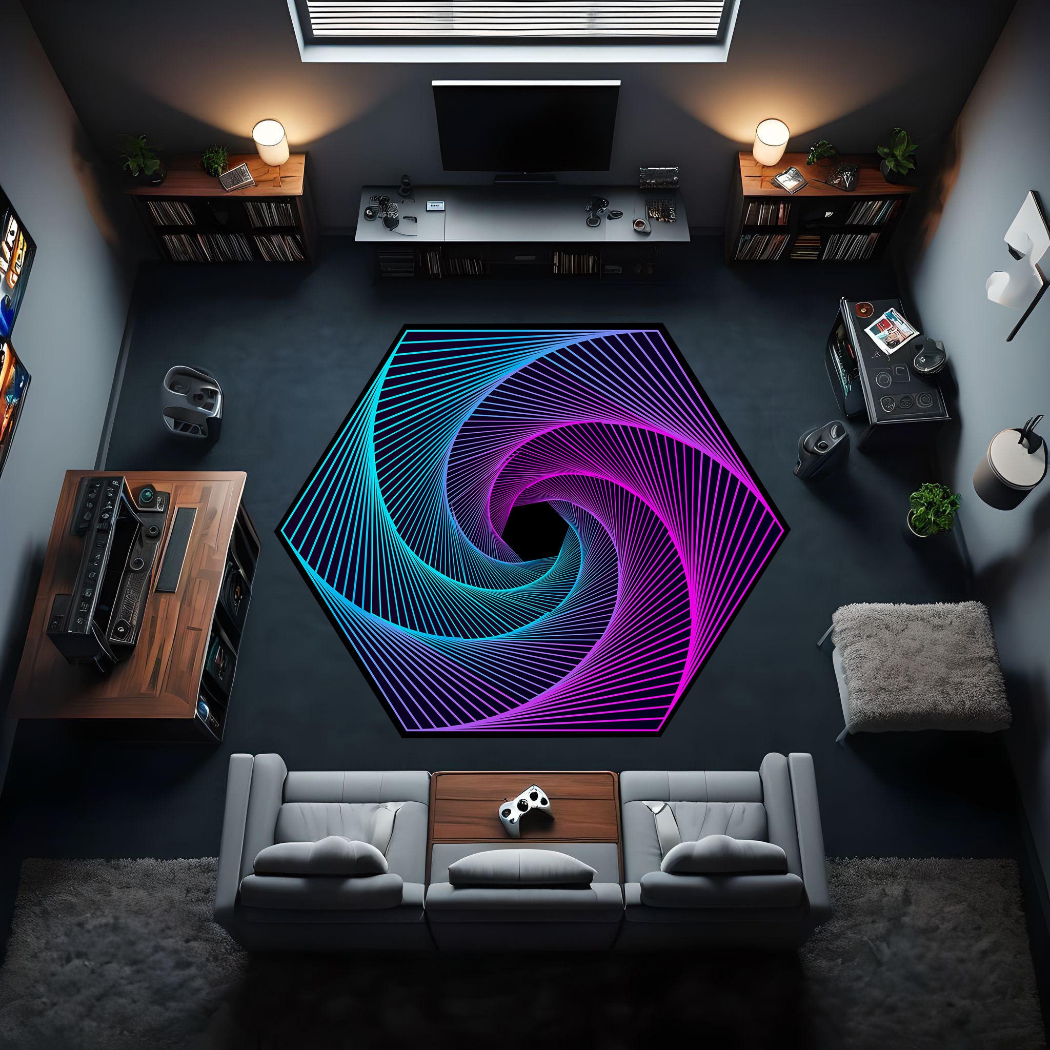 Hexagon Rug,vortex Rug,illusion Rug,psychedelic Rug,living Room Rug ...