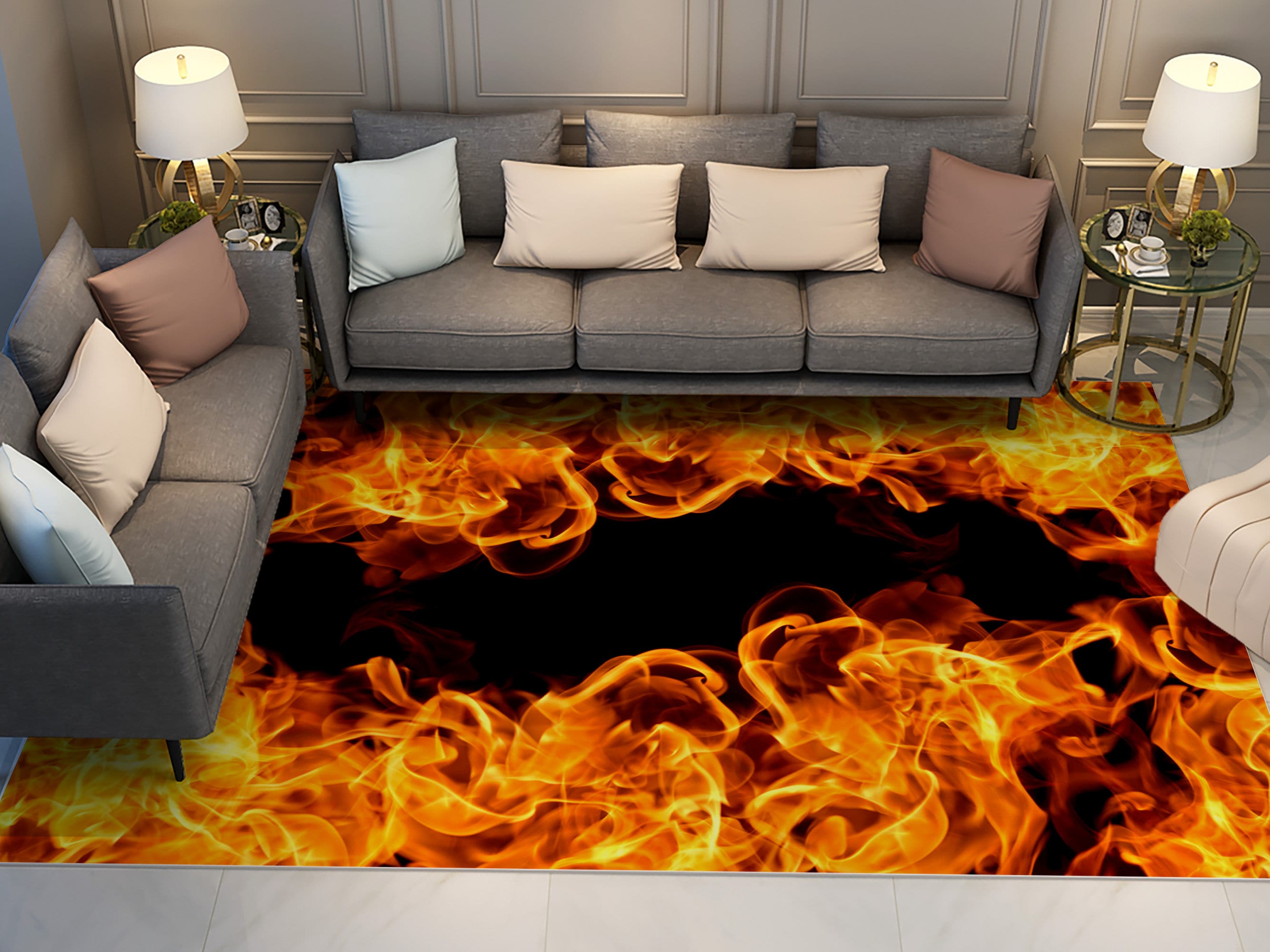 Flame Rug,burning Rug,fire Rug,fire Pattern Rug,neon Rug,custom Rug,non ...
