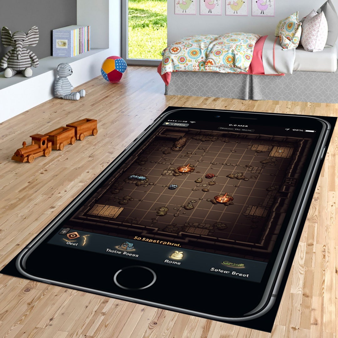 Phone Themed Rug, Mobile Phone Rug, Rug of Phone Game, Kids Room Rug ...