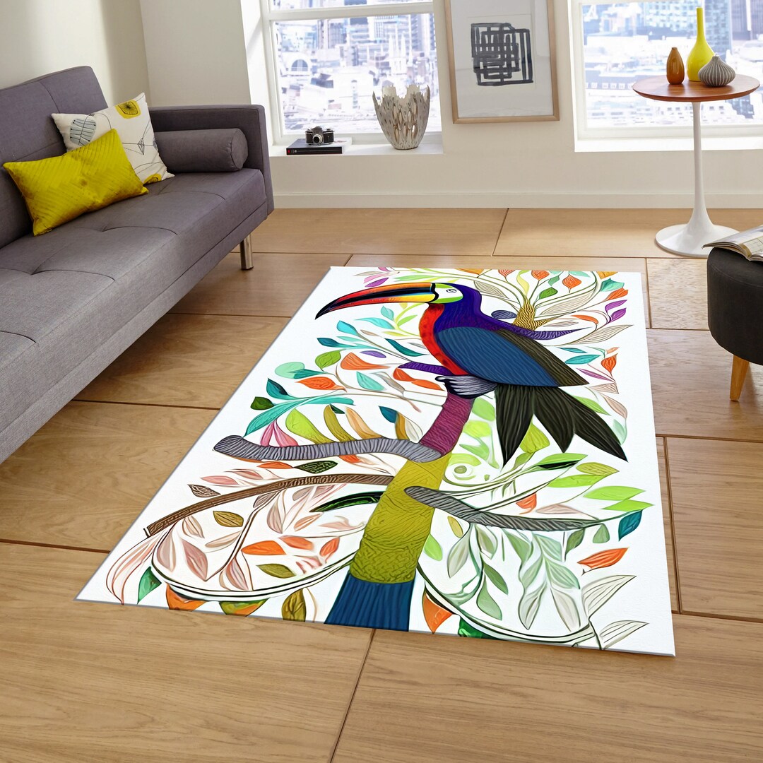 Toucan Bird Rug, Animal Rug, Gift Rug, Area Rug, Home Decor Rug, Bird ...
