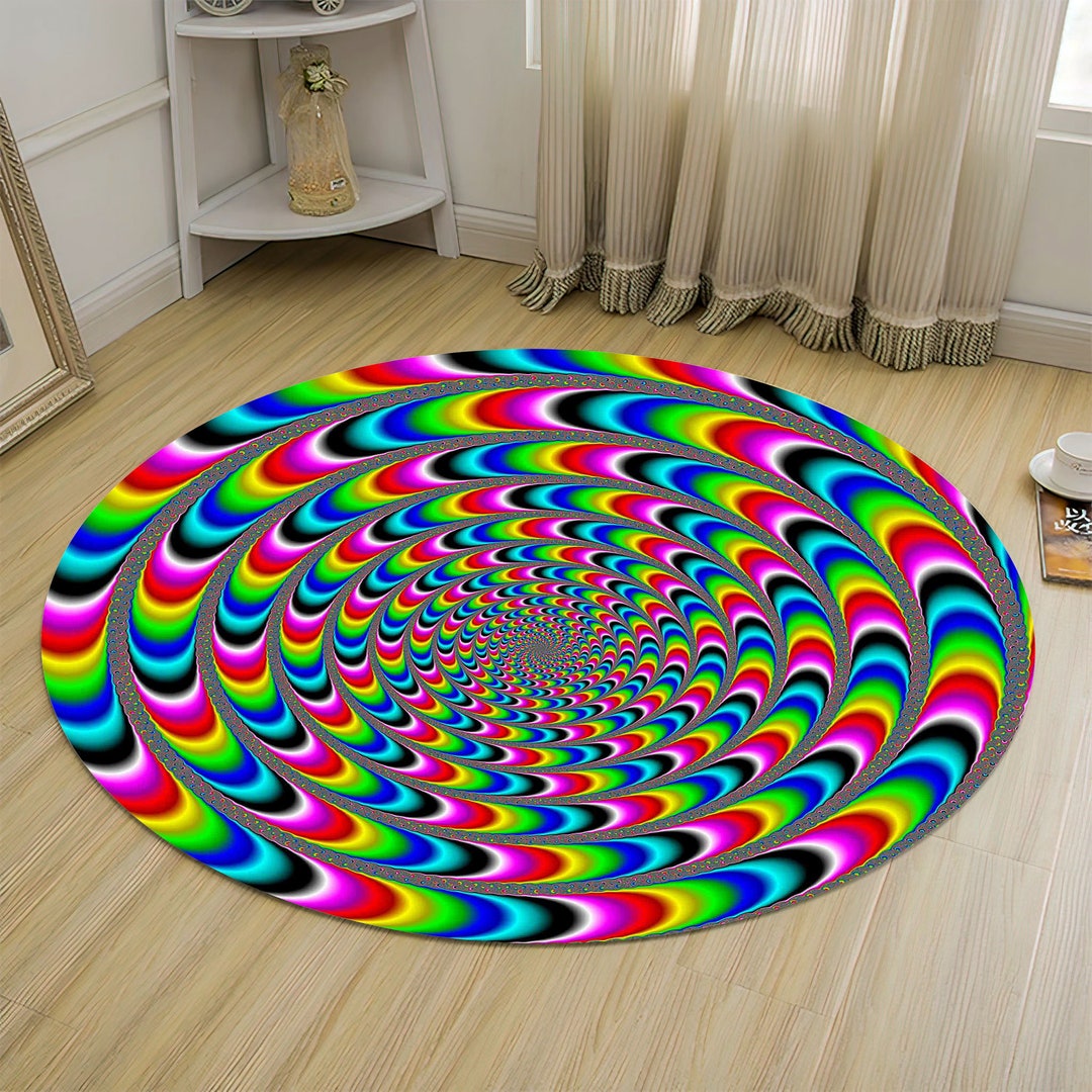 Psychedelic Optical Illusion Rug,vortex Rug,round Rug,trippy Rug,home ...