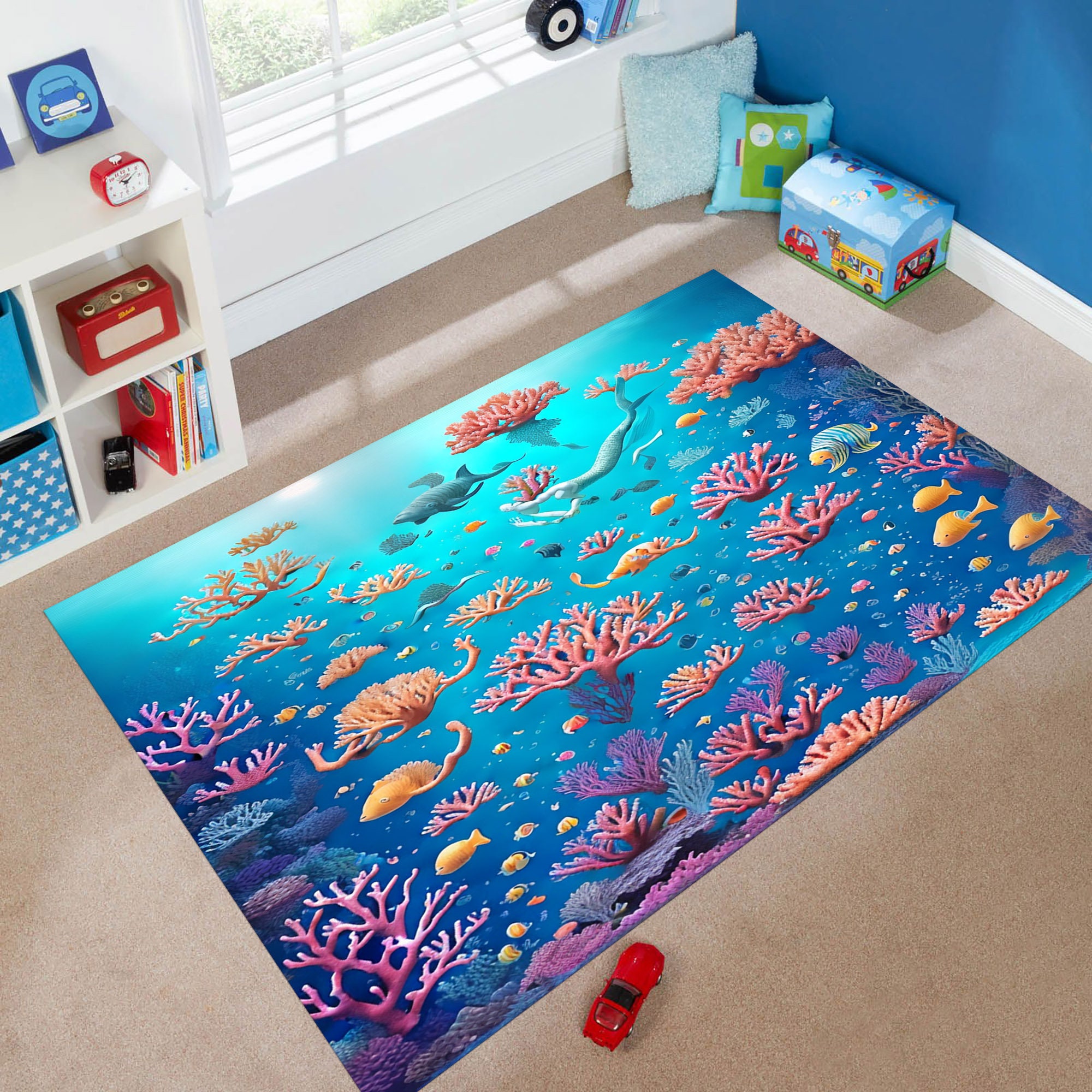 Rug of Coral Reefs, Mermaids Rug, Tropical Fish Rug,colorful Rug,living ...