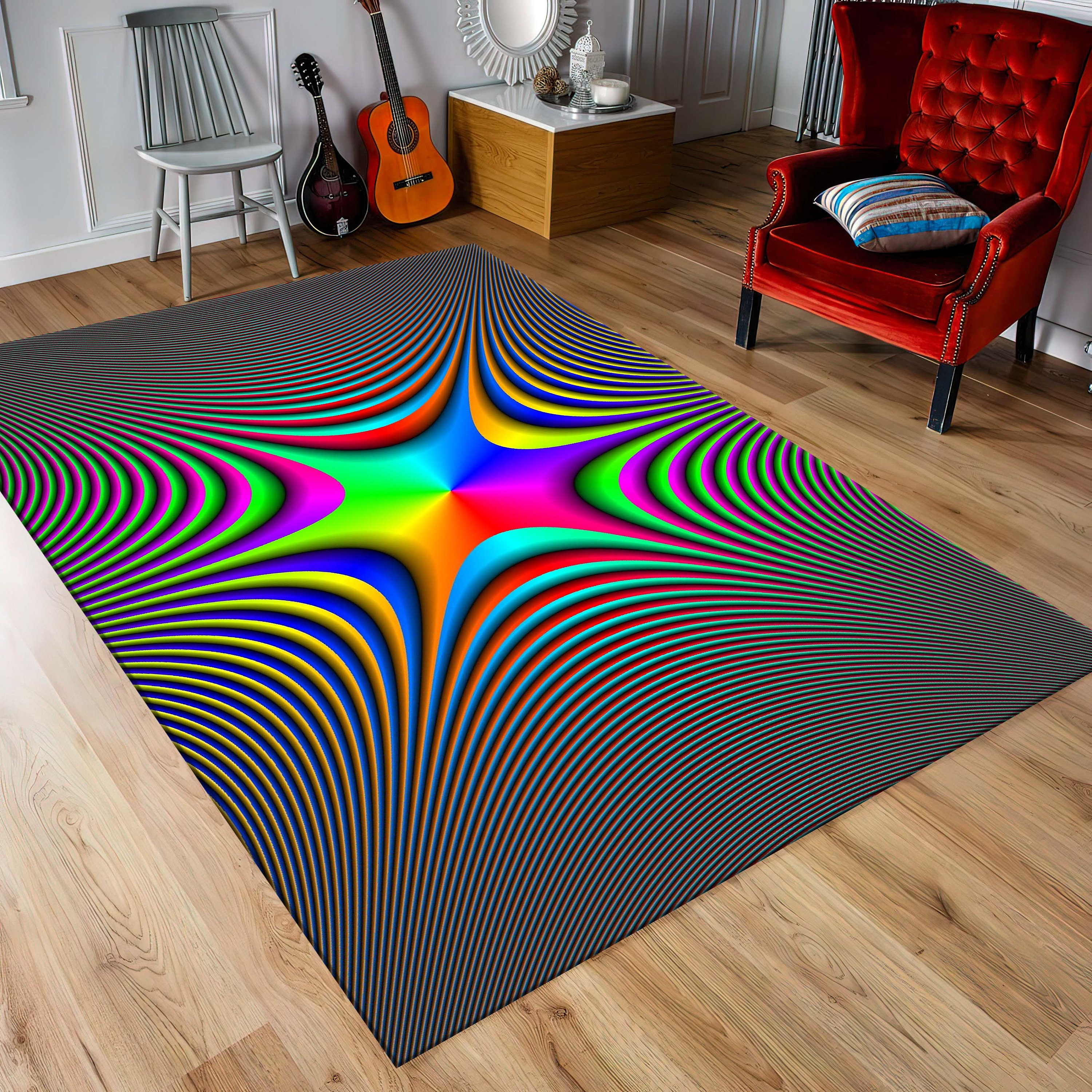 Psychedelic Optical Illusion Rug, Vortex Rug, Trippy Rug, Home Decor ...