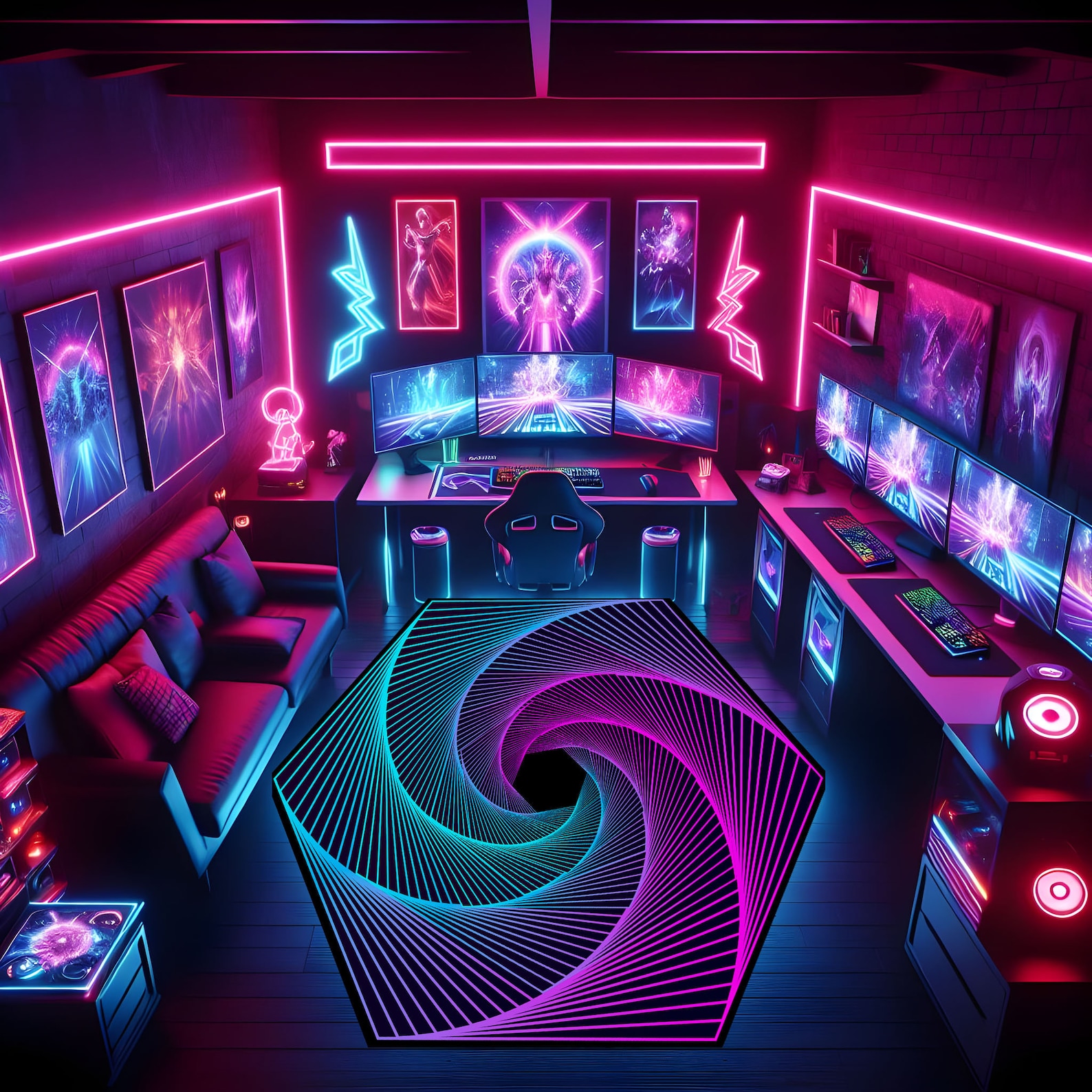 Hexagon Rug,vortex Rug,illusion Rug,psychedelic Rug,living Room Rug ...