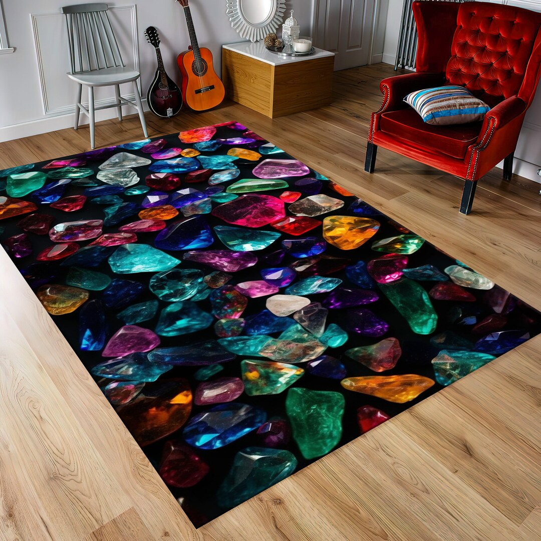 Colorful Gems Rug, Crystals Rug, Star Rug, Saloon Rug, Area Rug, Kids ...