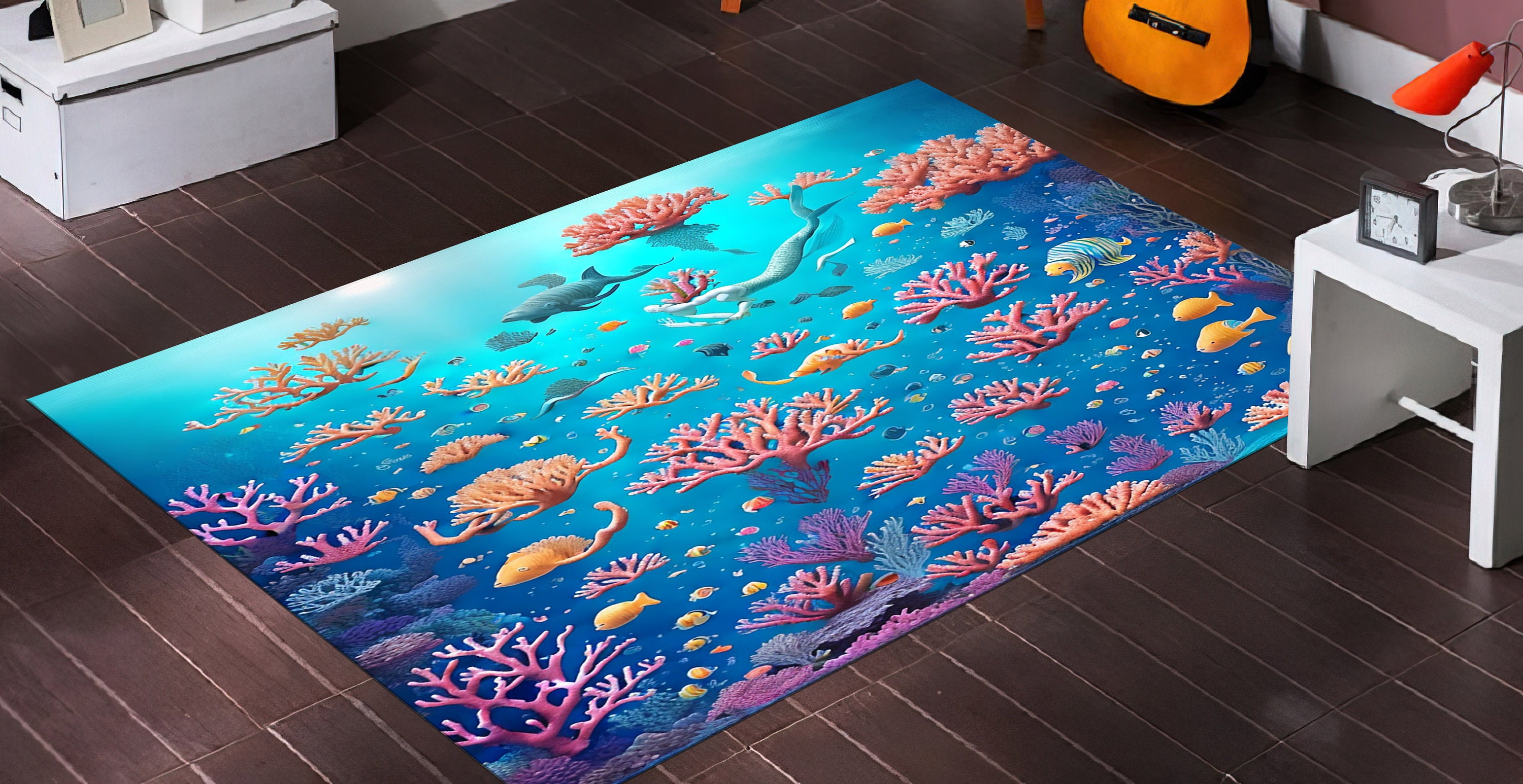Rug of Coral Reefs, Mermaids Rug, Tropical Fish Rug,colorful Rug,living ...