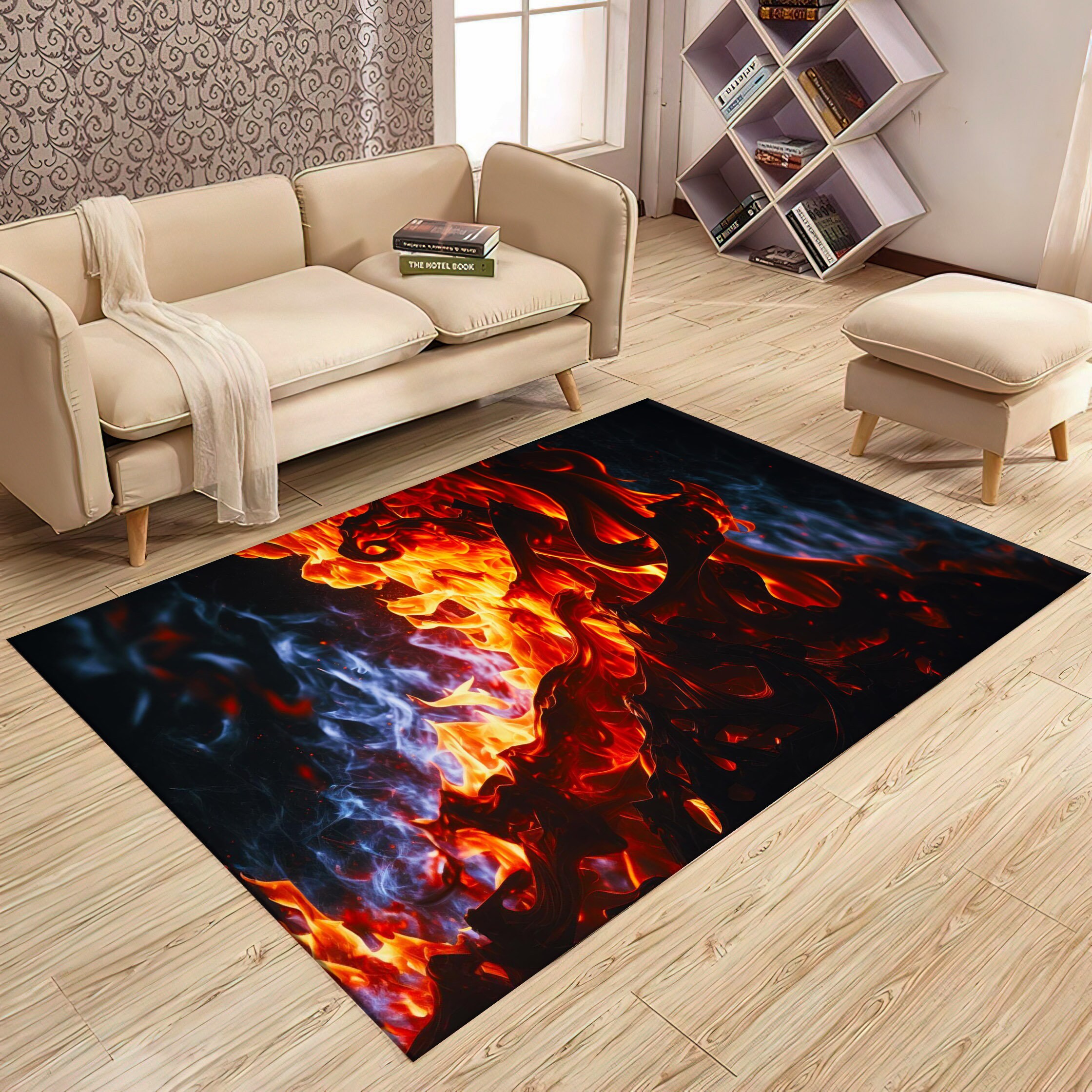 Flame Rug,burning Rug,fire Rug,fire Pattern Rug,neon Rug,custom Rug,non ...