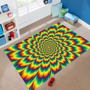 Psychedelic Optical Illusion Rug, Vortex Rug, Trippy Rug, Home Decor ...