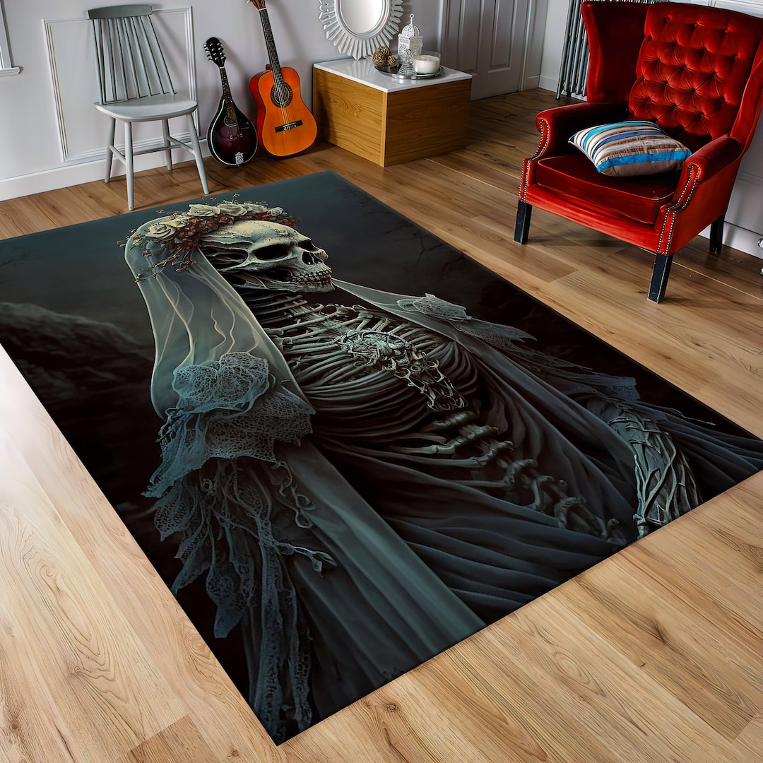 Skull Rug,gothic Rug,skeleton Decor,skeleton Bride Rug,bride Decor Rug ...