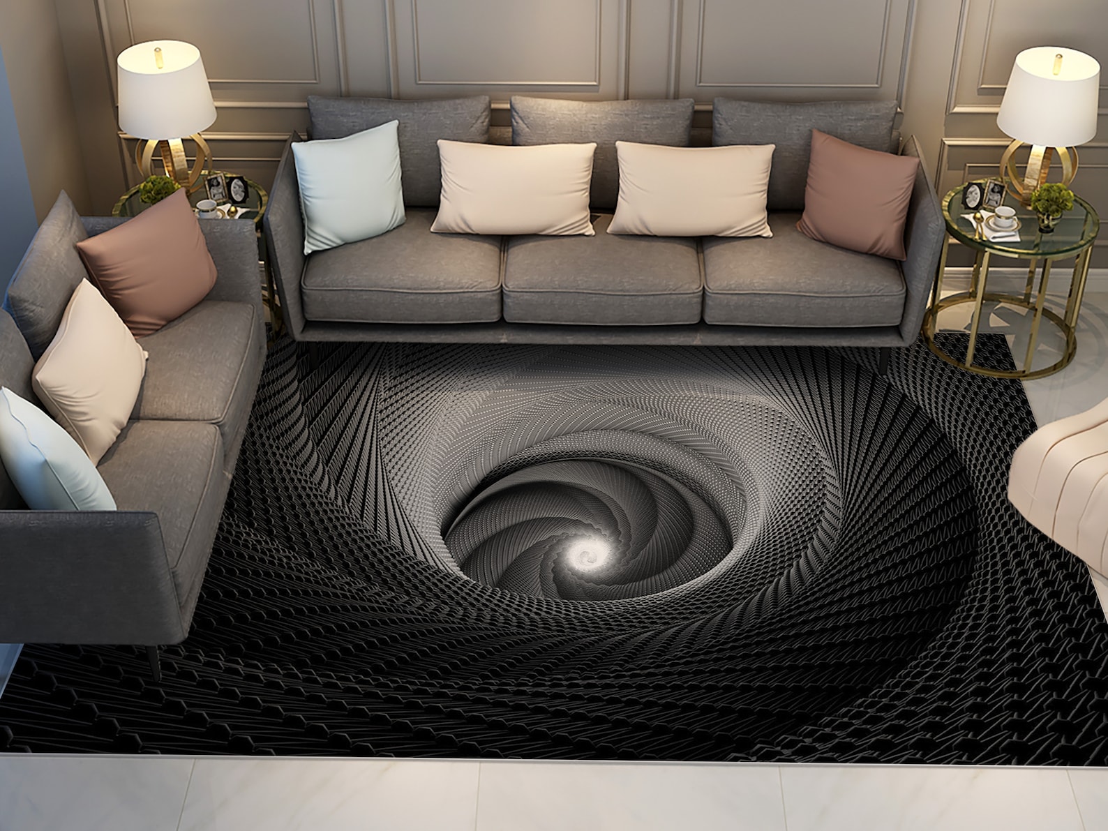 3D Vortex, Psychedelic Optical Illusion Rug, Vortex Rug, Decorative Rug ...