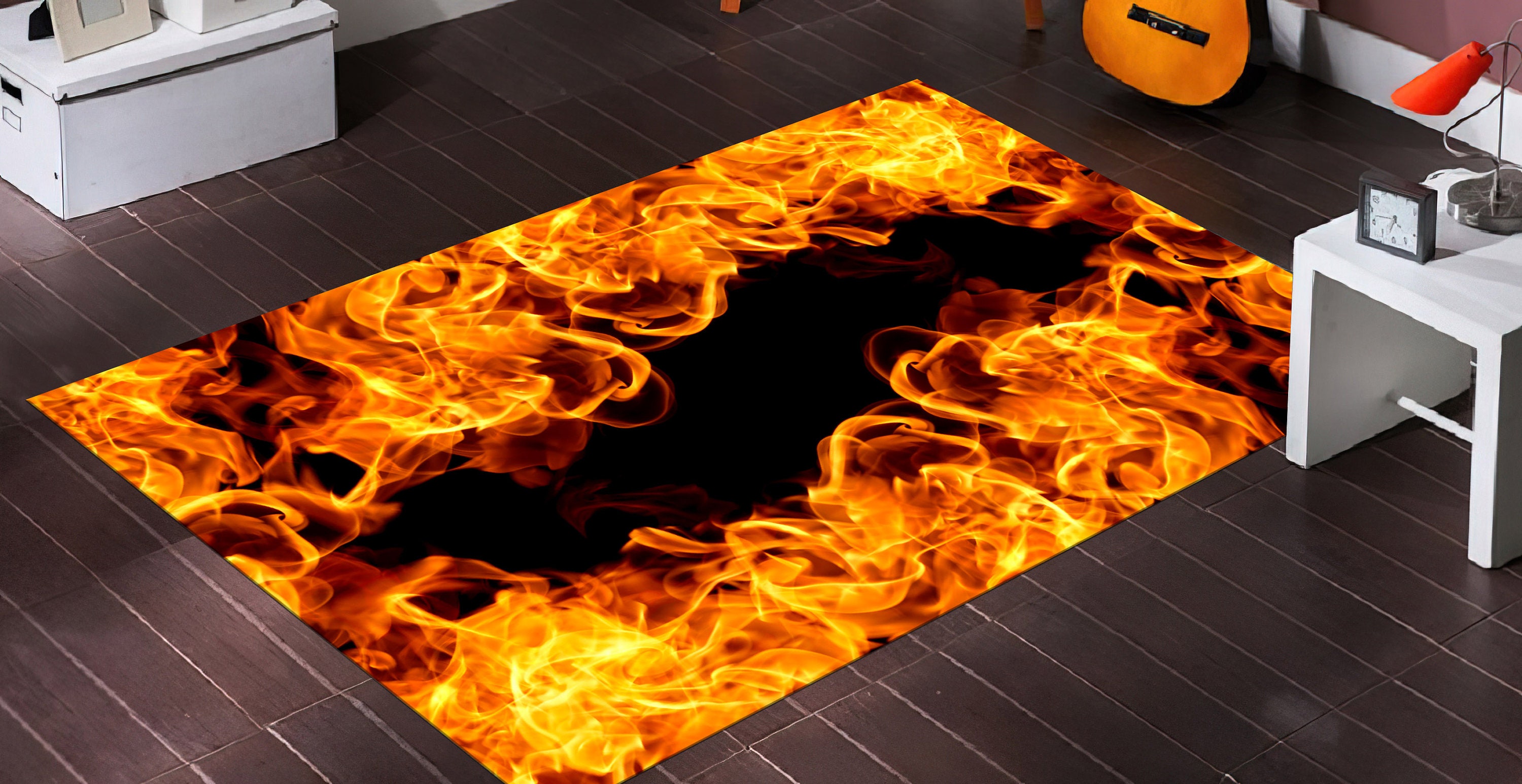 Flame Rug,burning Rug,fire Rug,fire Pattern Rug,neon Rug,custom Rug,non ...