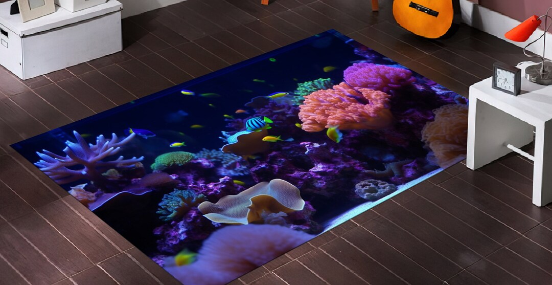 Aquarium Rug,underwater Pattern Rug,rug of Fishes,reef Rug,colorful Rug ...