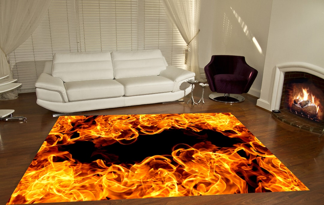Flame Rug,burning Rug,fire Rug,fire Pattern Rug,neon Rug,custom Rug,non ...