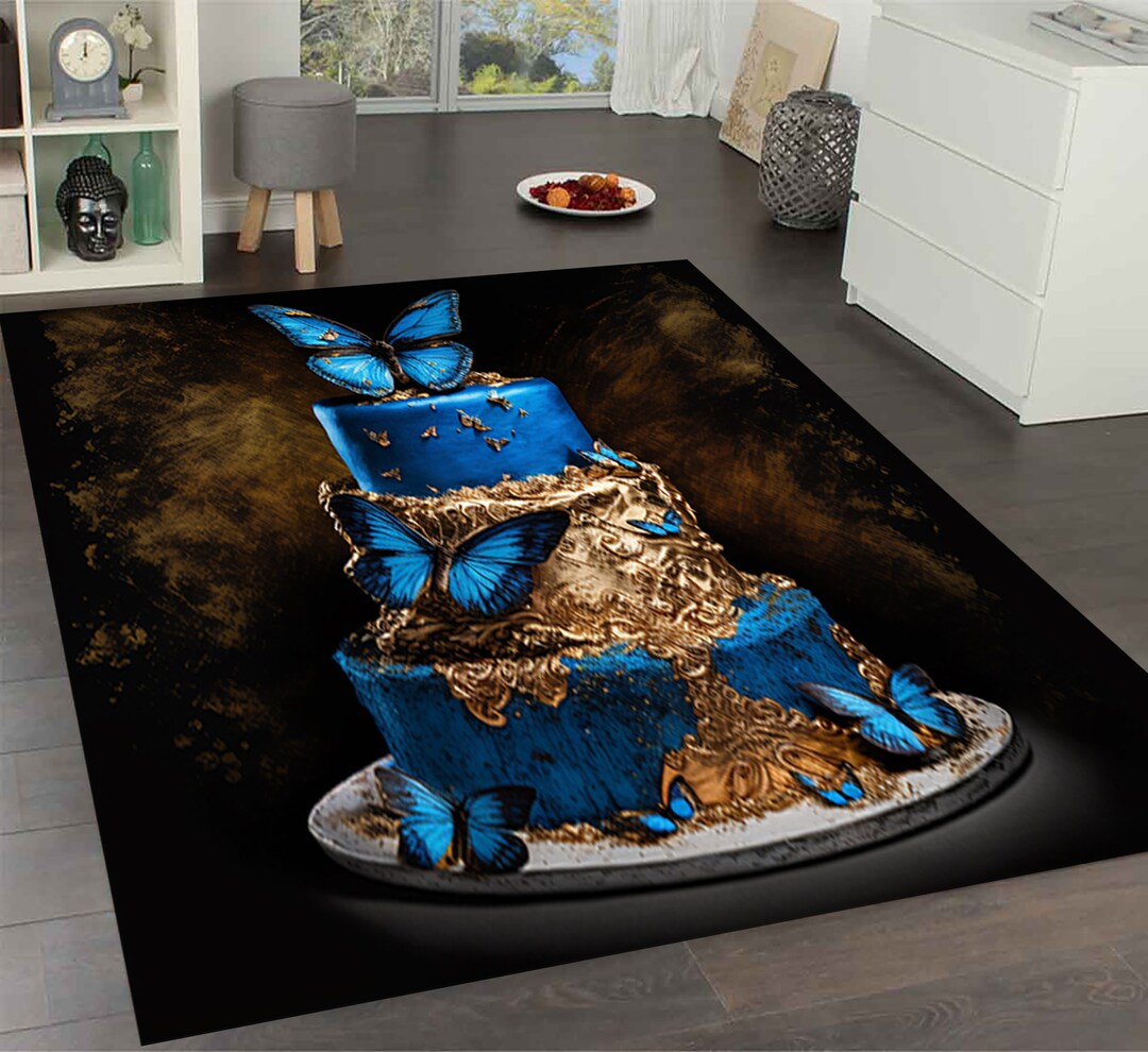 Kitchen Rug, Party Cake Rug, Cake Rug, Food Themed Rug, Butterfly Cake ...