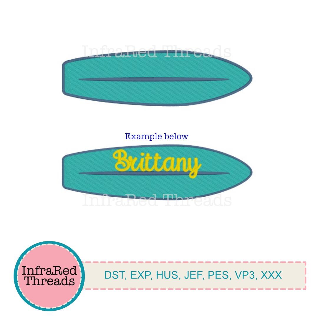 Surfboard Monogram/name Frame -style B - Digital Embroidery Design - Etsy