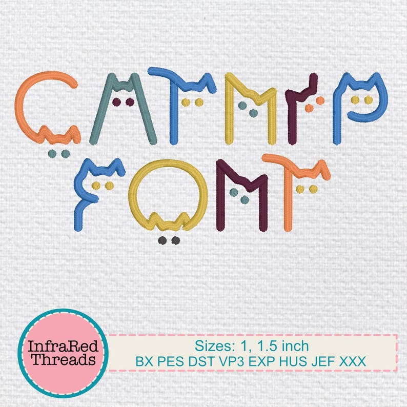 Catnip Embroidery Font – Whimsical Cat-themed Alphabet in 2 Sizes - Etsy